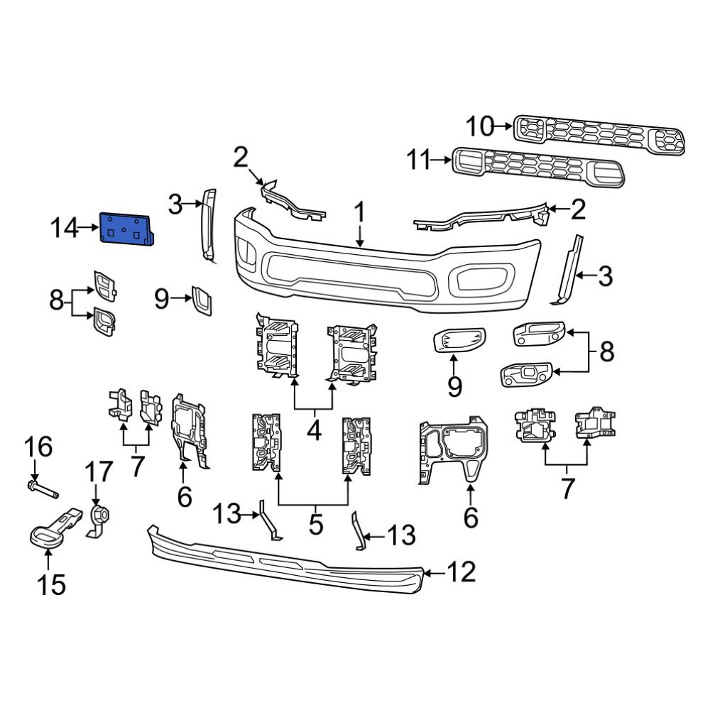 Ram OE 68362197AA - Front License Plate Bracket
