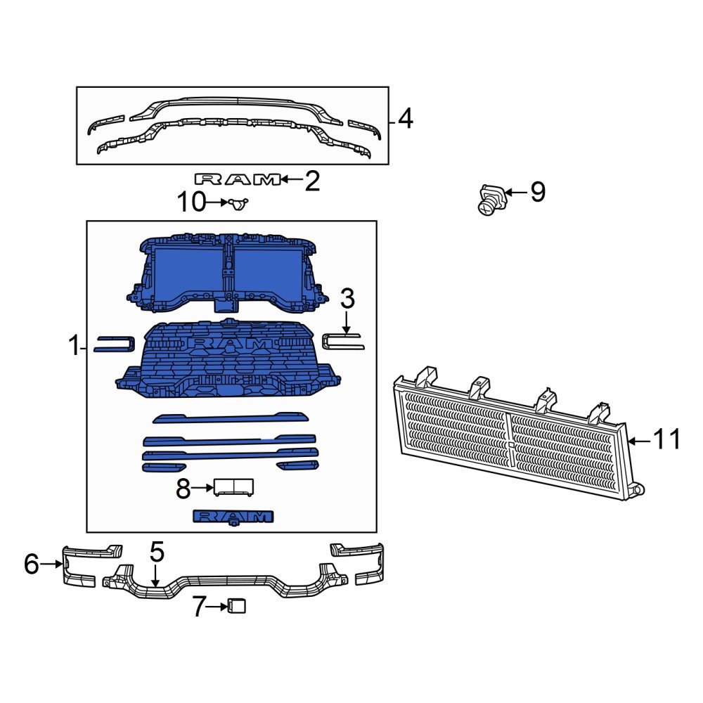 Ram OE 68384296AA - Front Lower Grille