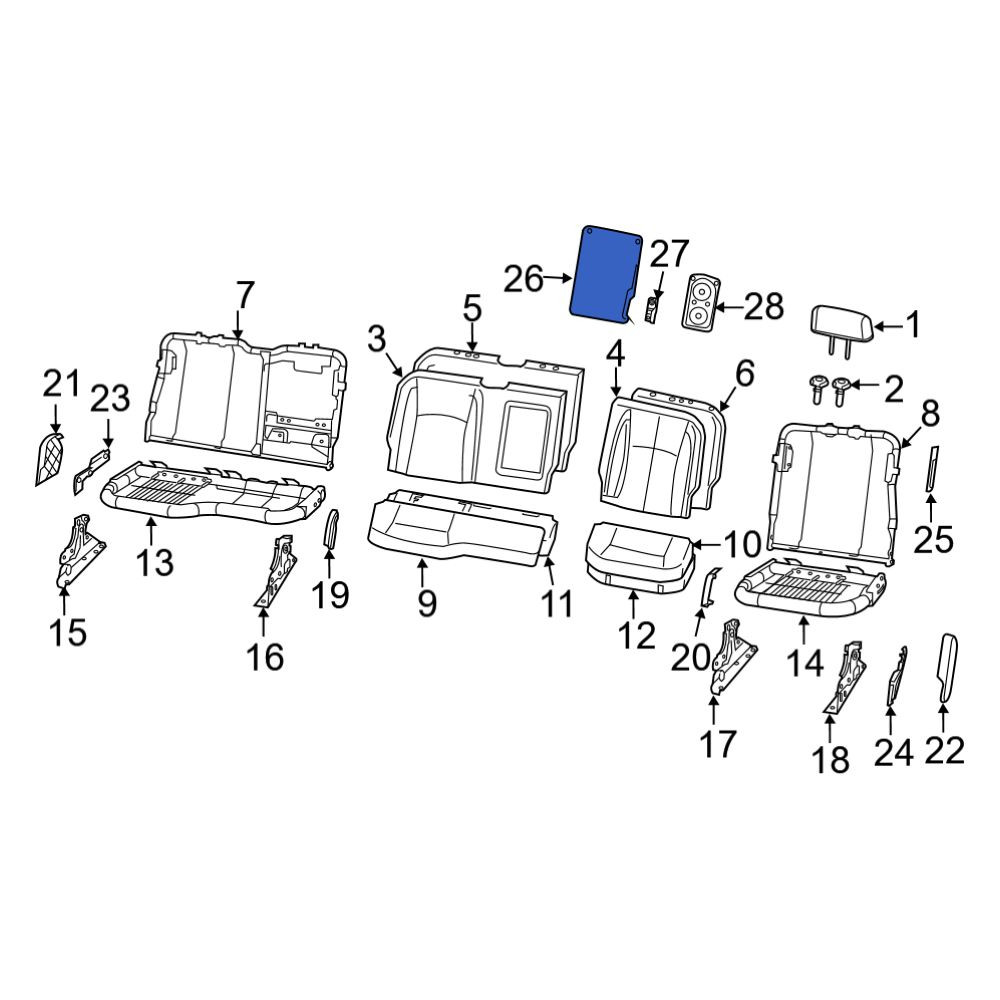 Ram OE 1NS14TX7AA - Rear Seat Armrest Base