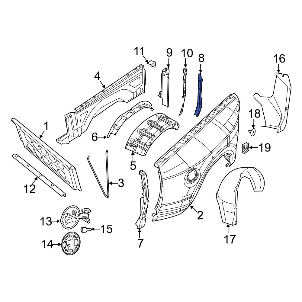 Ram OE 68362264AA - Rear Right Outer Truck Bed Panel Reinforcement