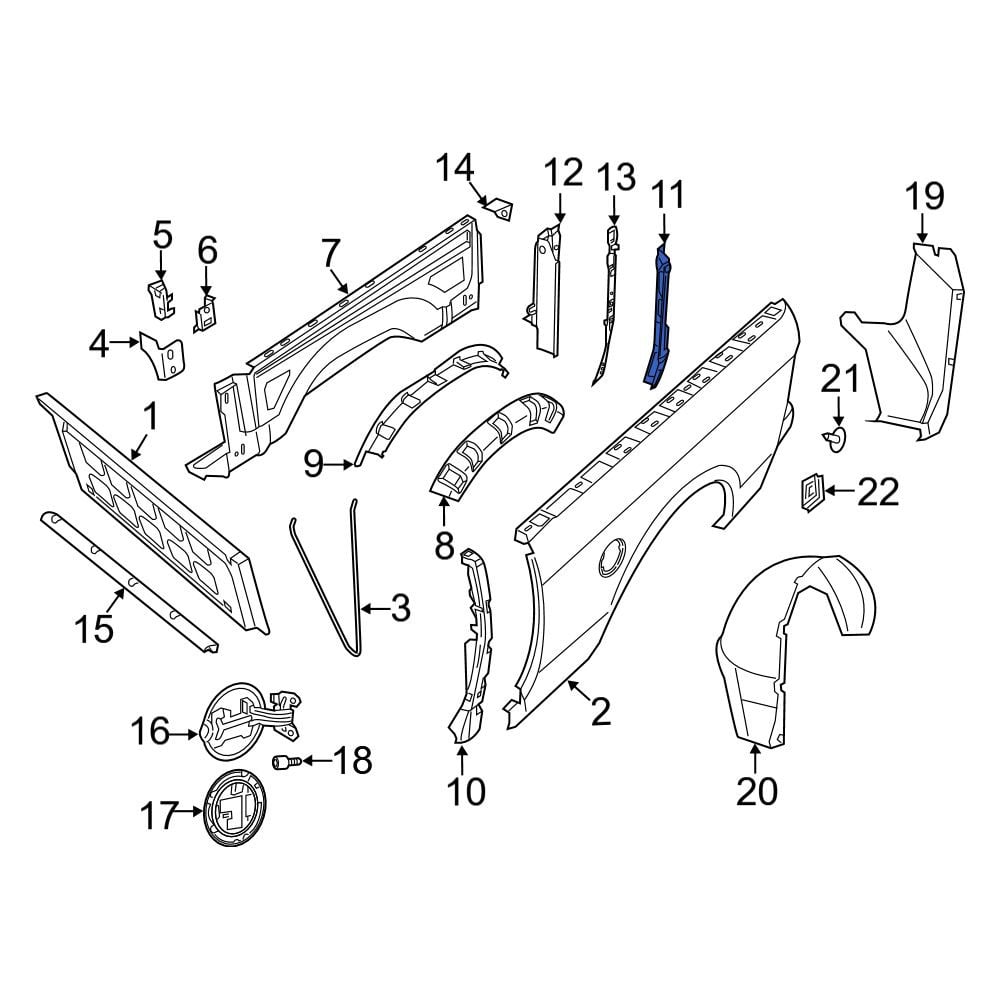 Ram OE 68362265AA - Rear Left Outer Truck Bed Panel Reinforcement