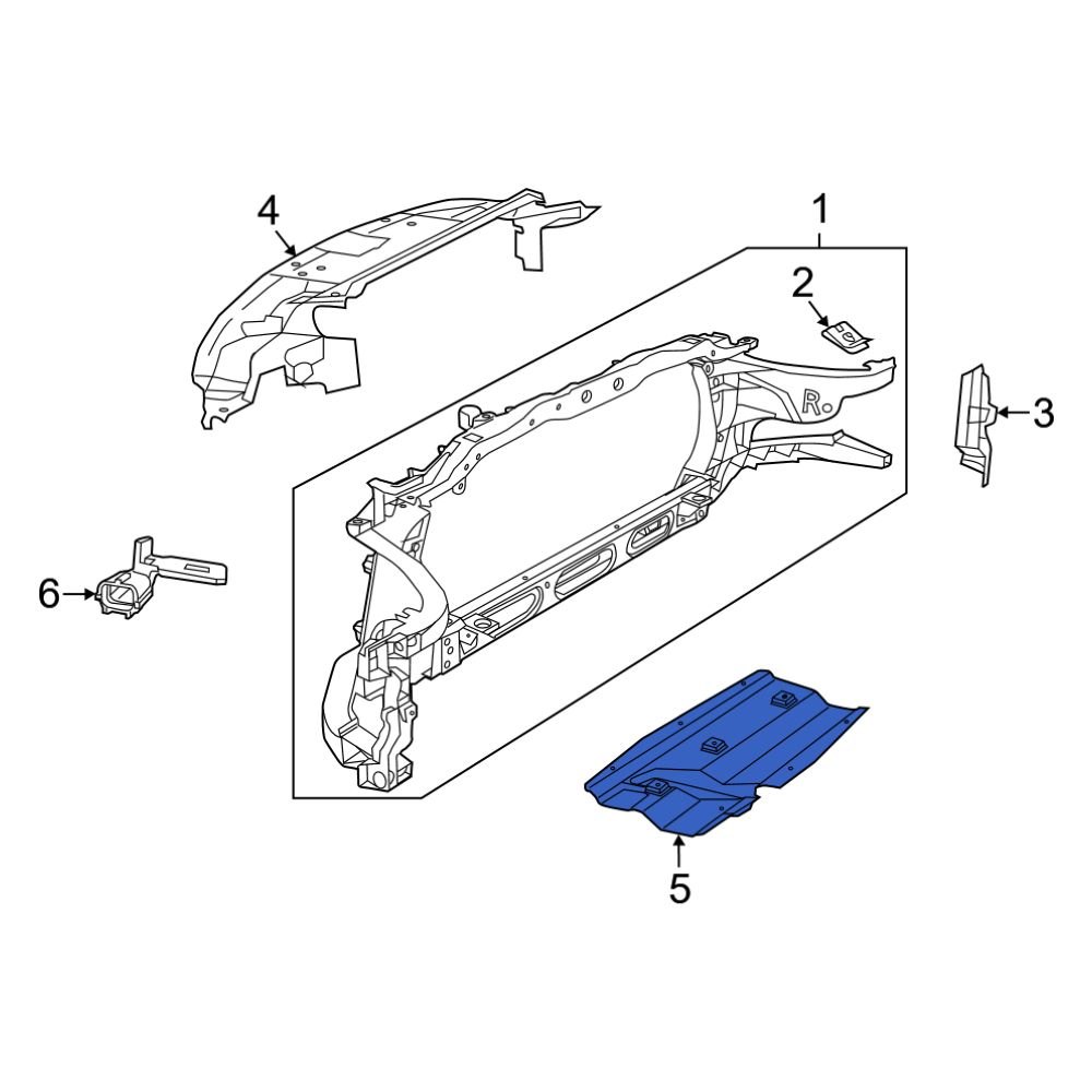 Ram OE 55057071AB - Front Radiator Support Splash Shield