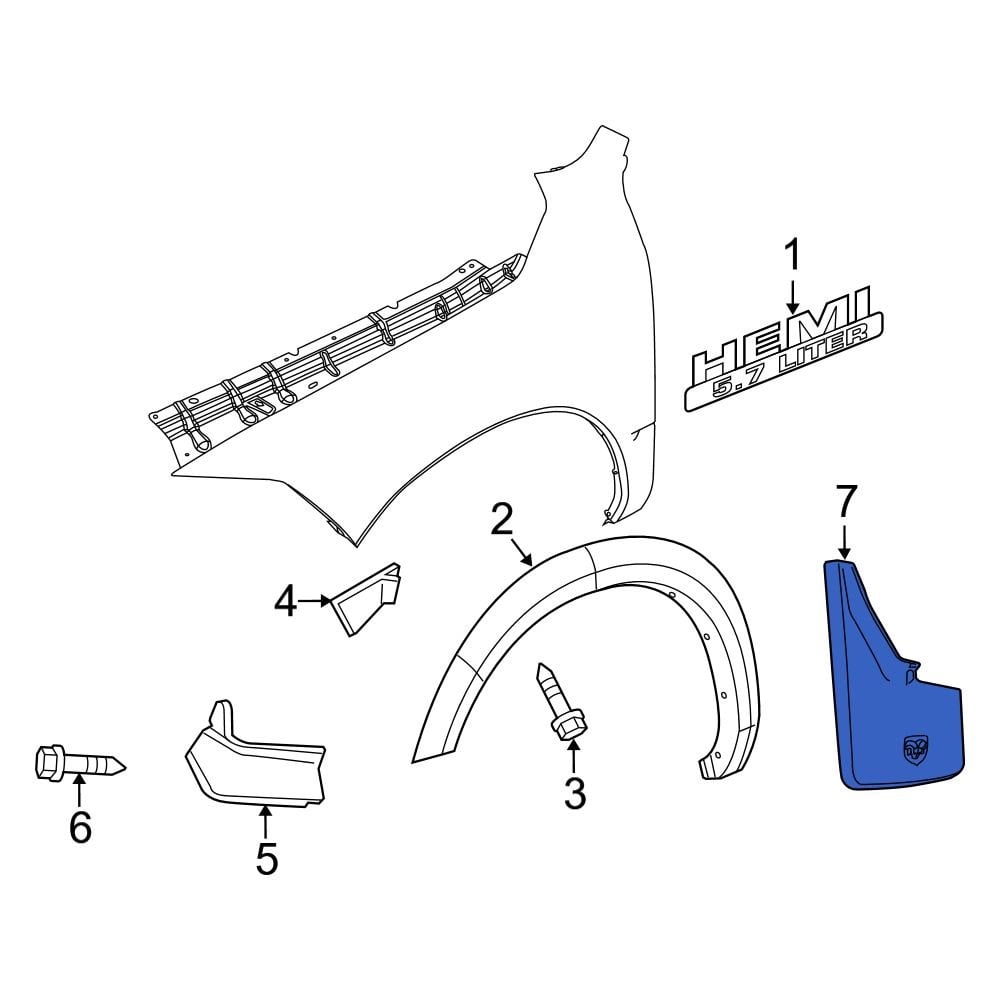 Ram OE 82214137 - Front Mud Flap Kit