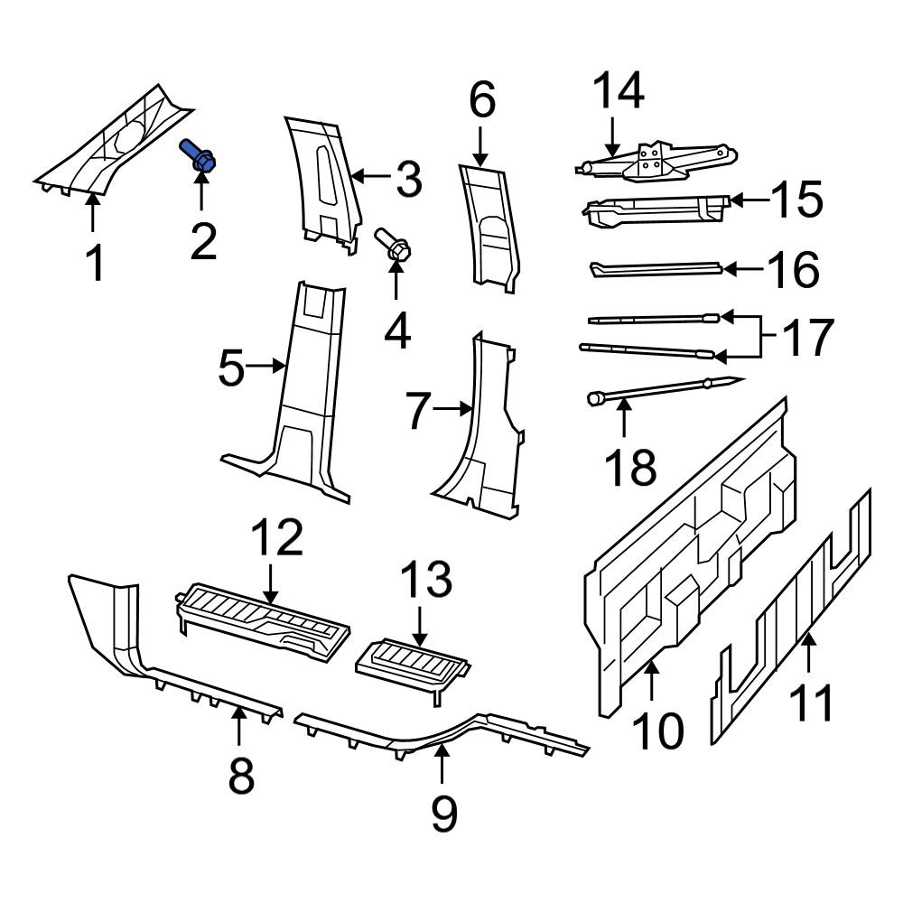 Ram OE 6509347AA - Body A-Pillar Trim Panel Screw