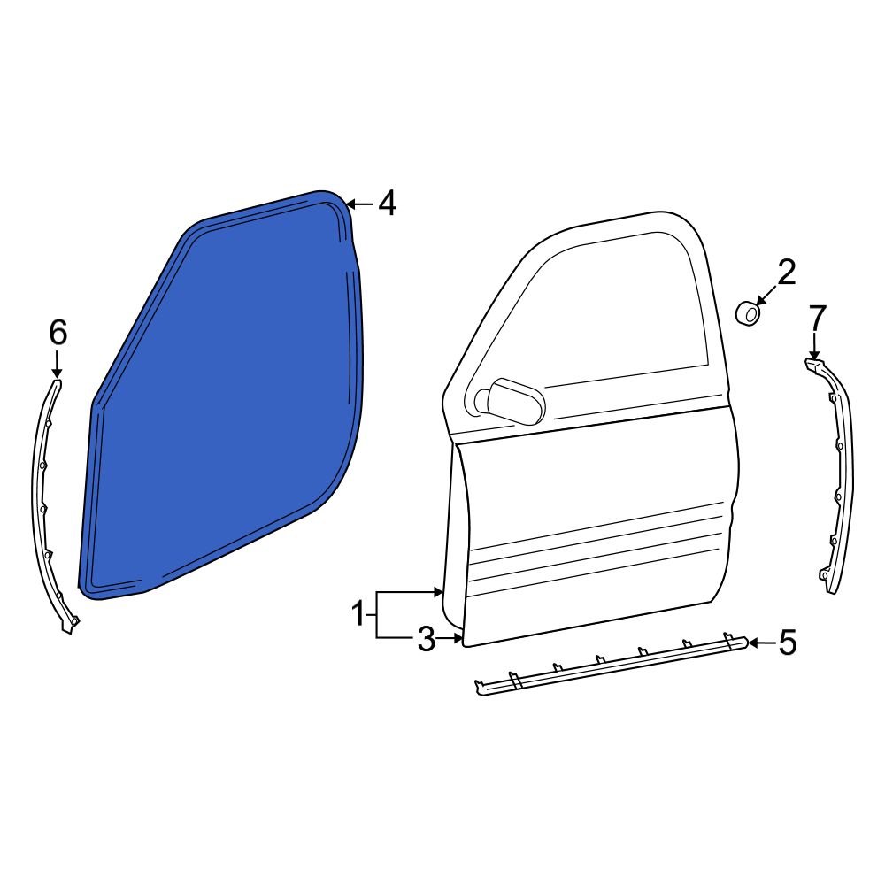 Ram OE 55372709AB - Front Left Upper Door Shell Seal