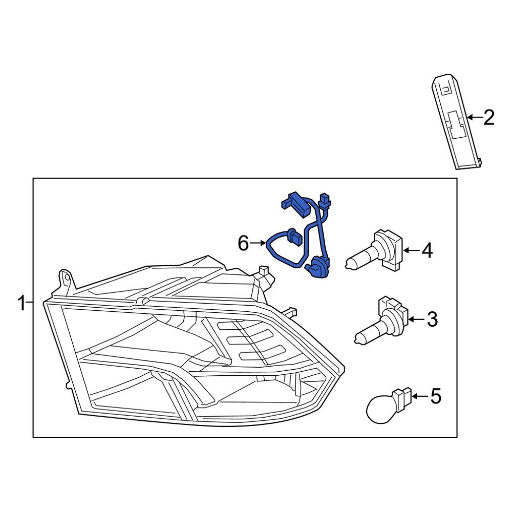 Ram OE 68193062AB - Front Headlight Wiring Harness