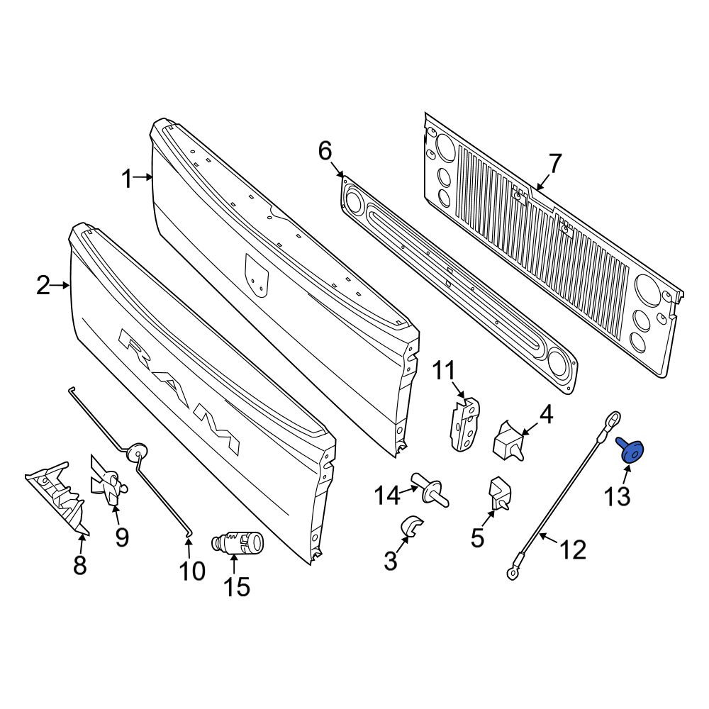 Ram OE 6509165AA - Tailgate Support Cable Bolt