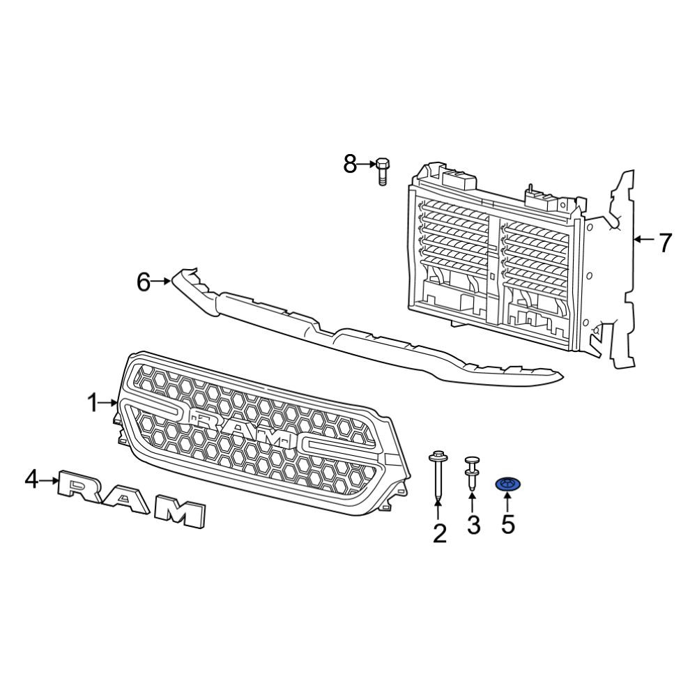 Ram OE 6510521AA - Grille Emblem Nut