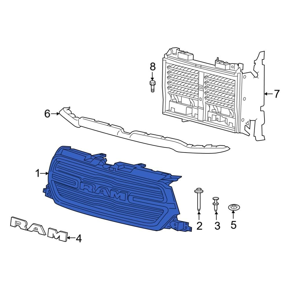 Ram OE 68404863AF - Front Upper Grille