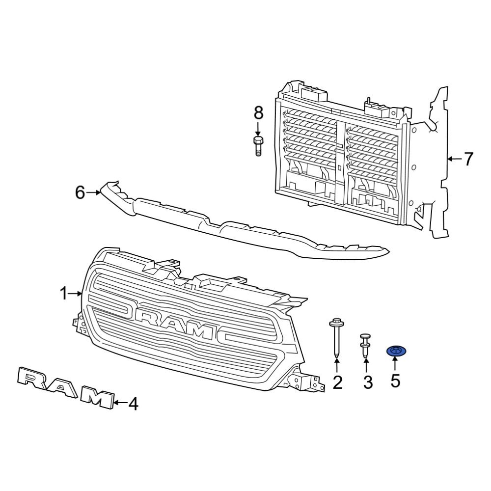 Ram OE 6510521AA - Grille Emblem Nut