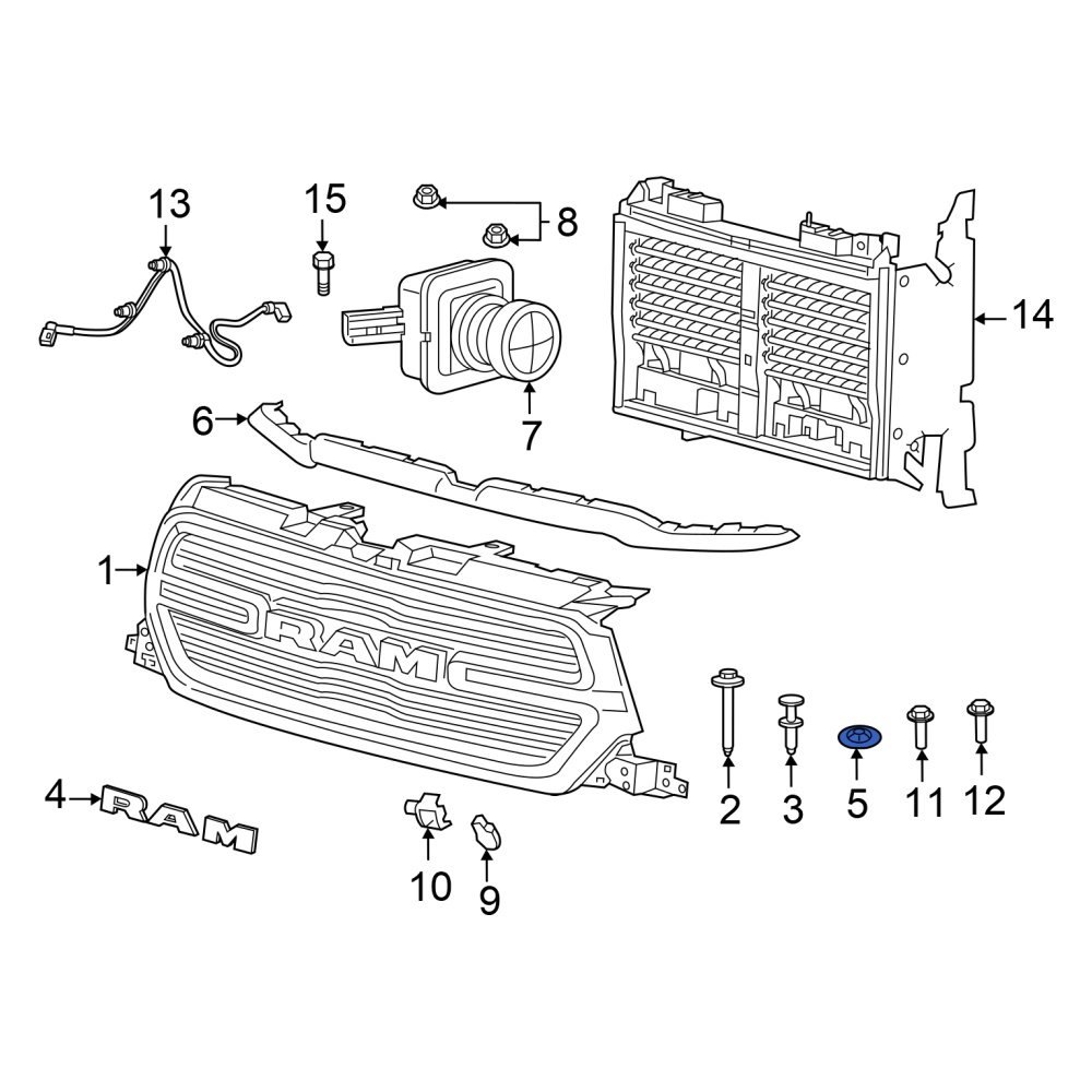 Ram OE 6510521AA - Grille Emblem Nut
