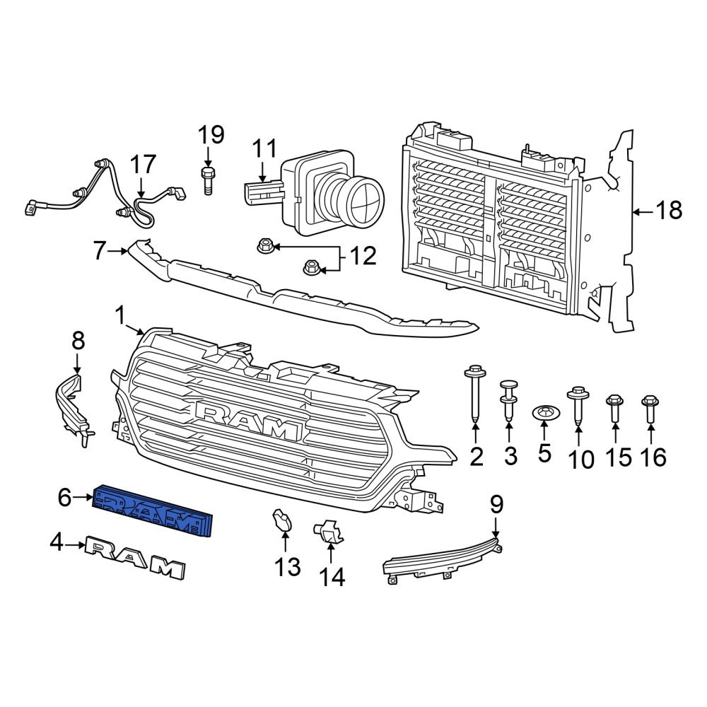 Ram OE 68341471AA - Grille Emblem Bracket