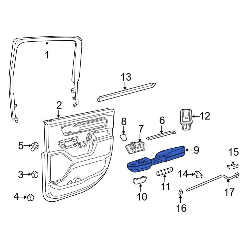 Ram OE 6YZ562X7AA - Rear Right Door Armrest