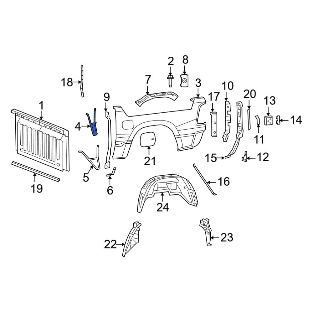 Ram OE 68277144AA - Front Right Upper Truck Bed Panel Brace