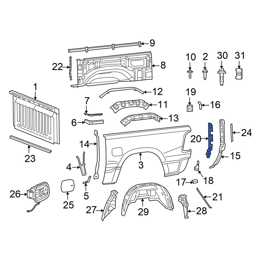 Ram OE 68347562AB - Truck Bed Panel Reinforcement