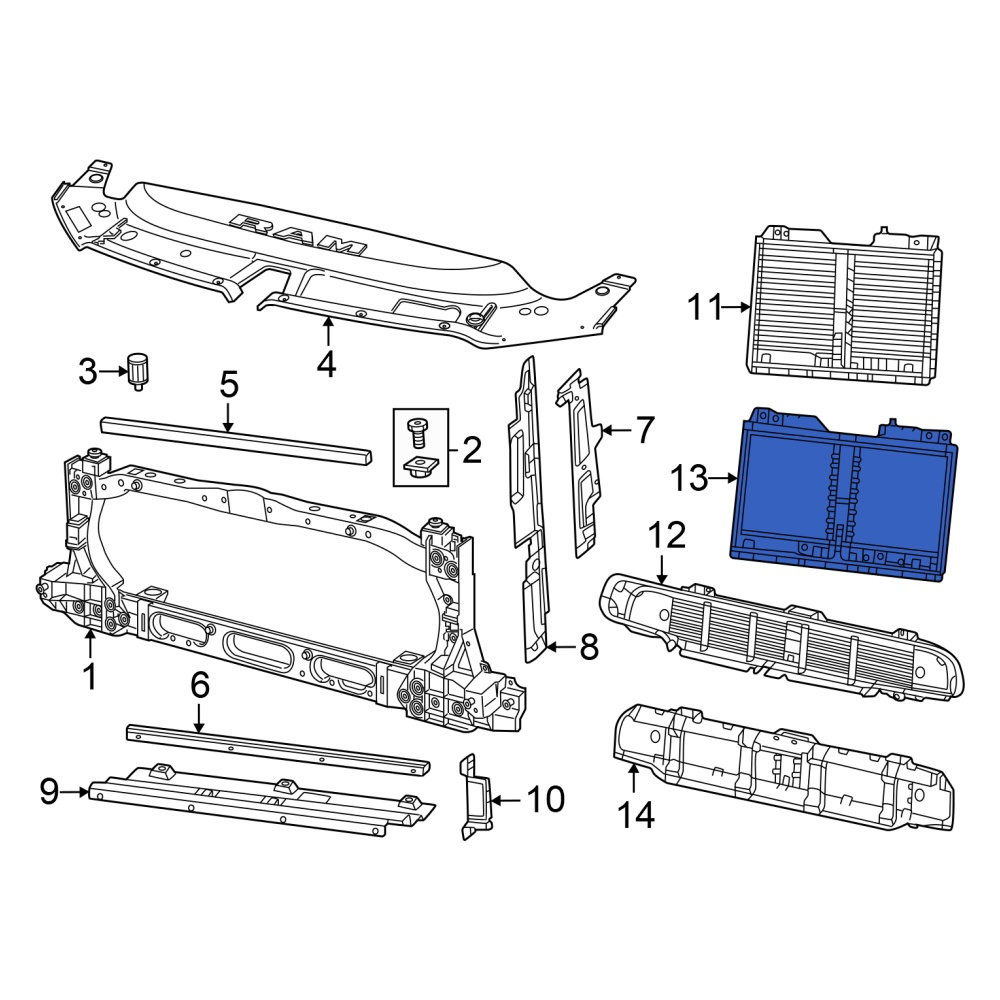 Ram OE 68567923AC - Front Radiator Shutter Assembly