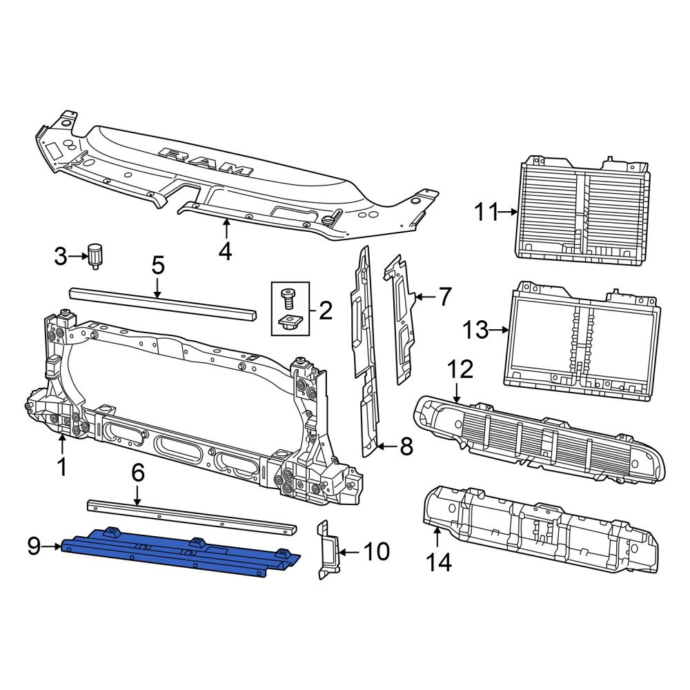 Ram OE 68566270AA - Front Radiator Support Air Deflector