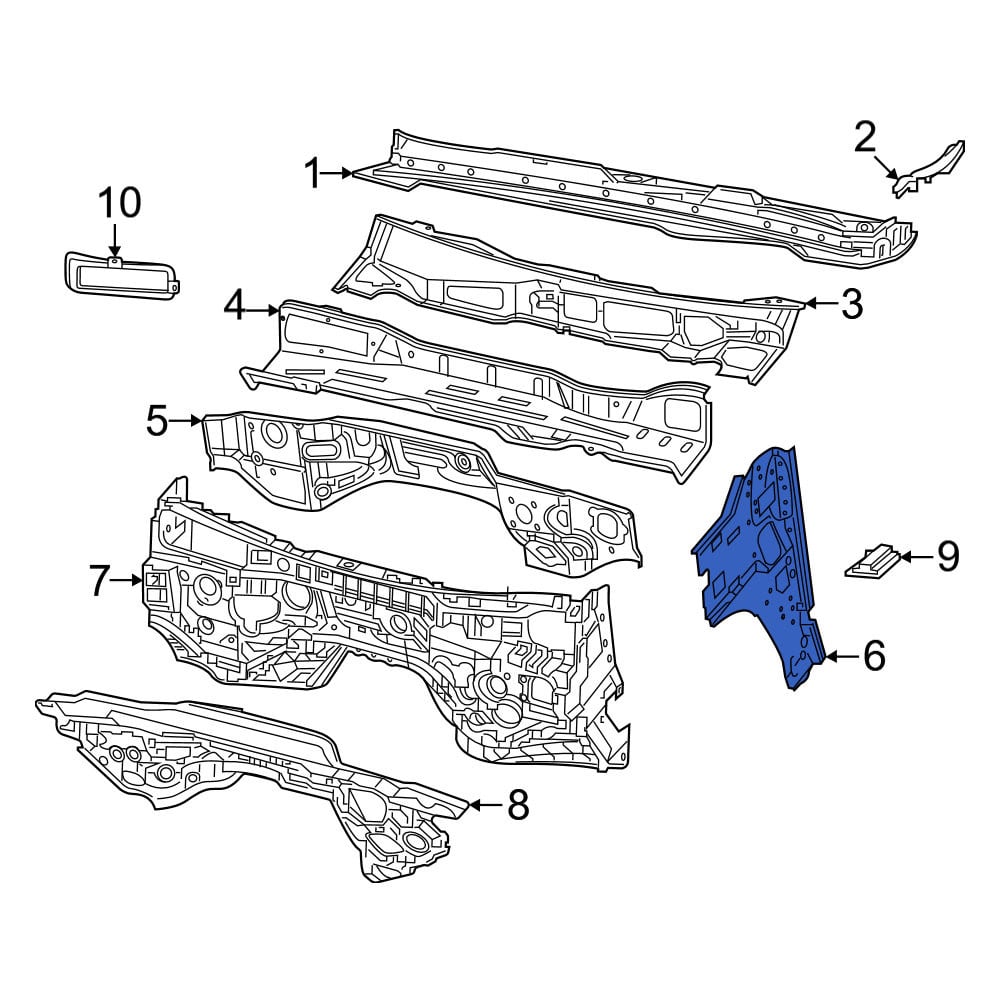Ram OE 68444209AB - Front Right Cowl Side Panel