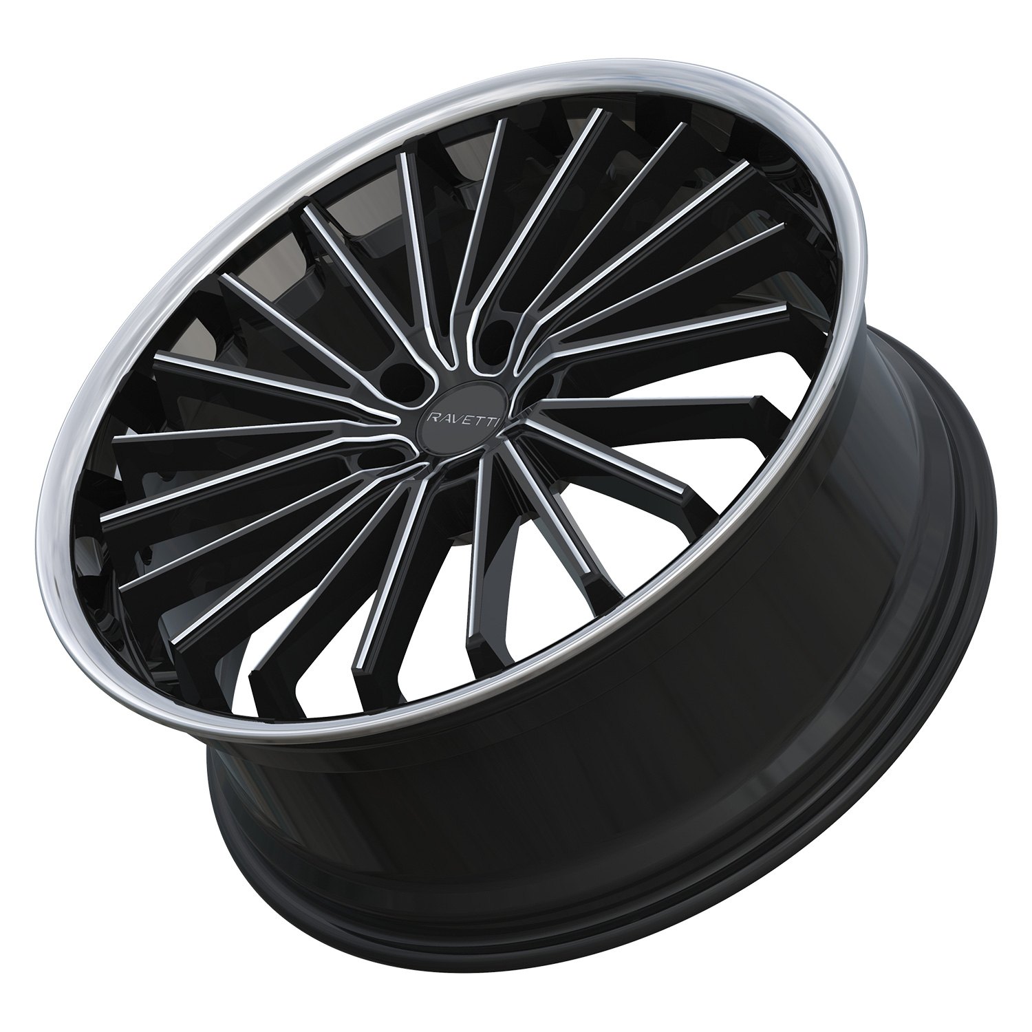 RAVETTI® M14 Wheels - Black with Milled SS Lip Rims