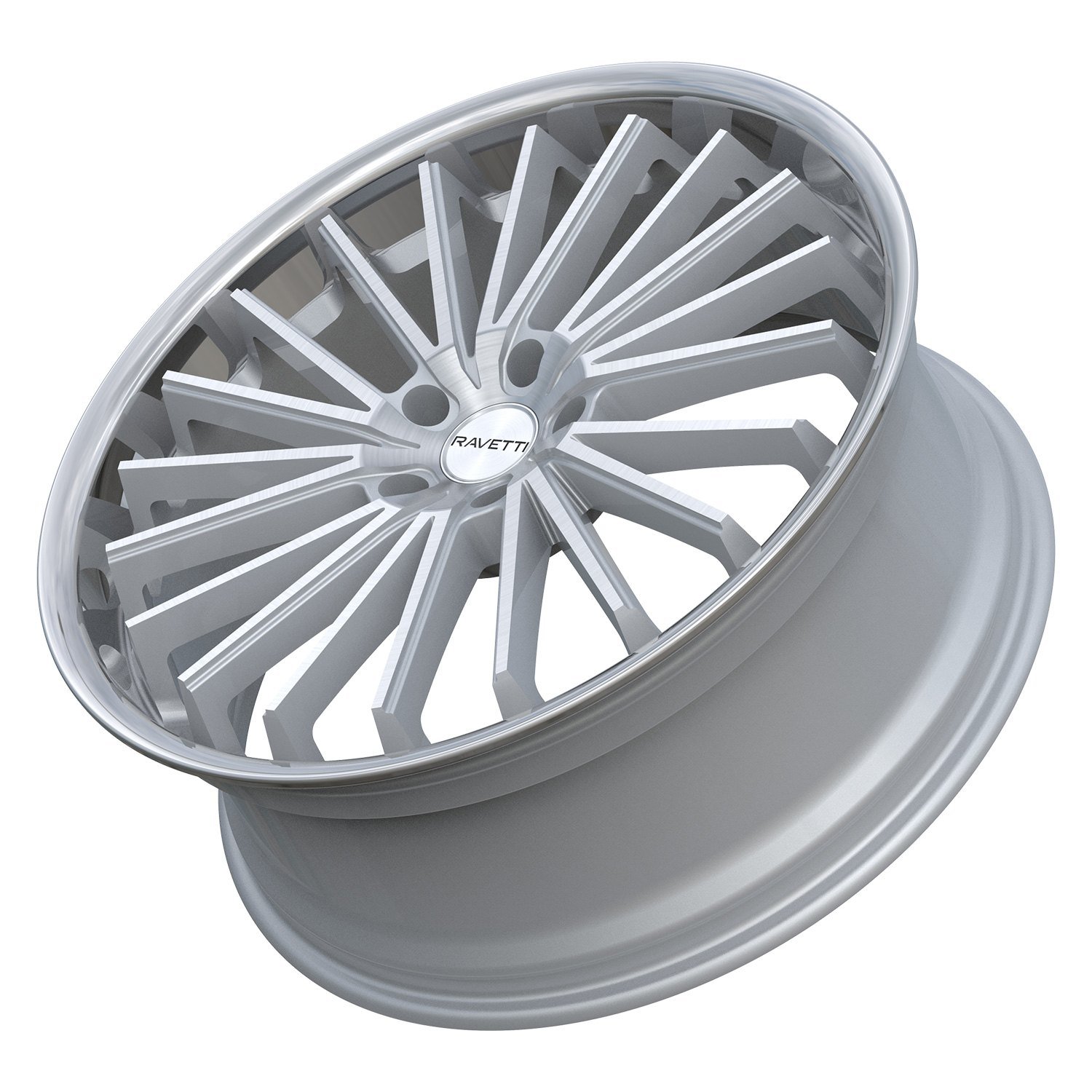 RAVETTI® M14 Wheels - Silver with Brushed SS Lip Rims