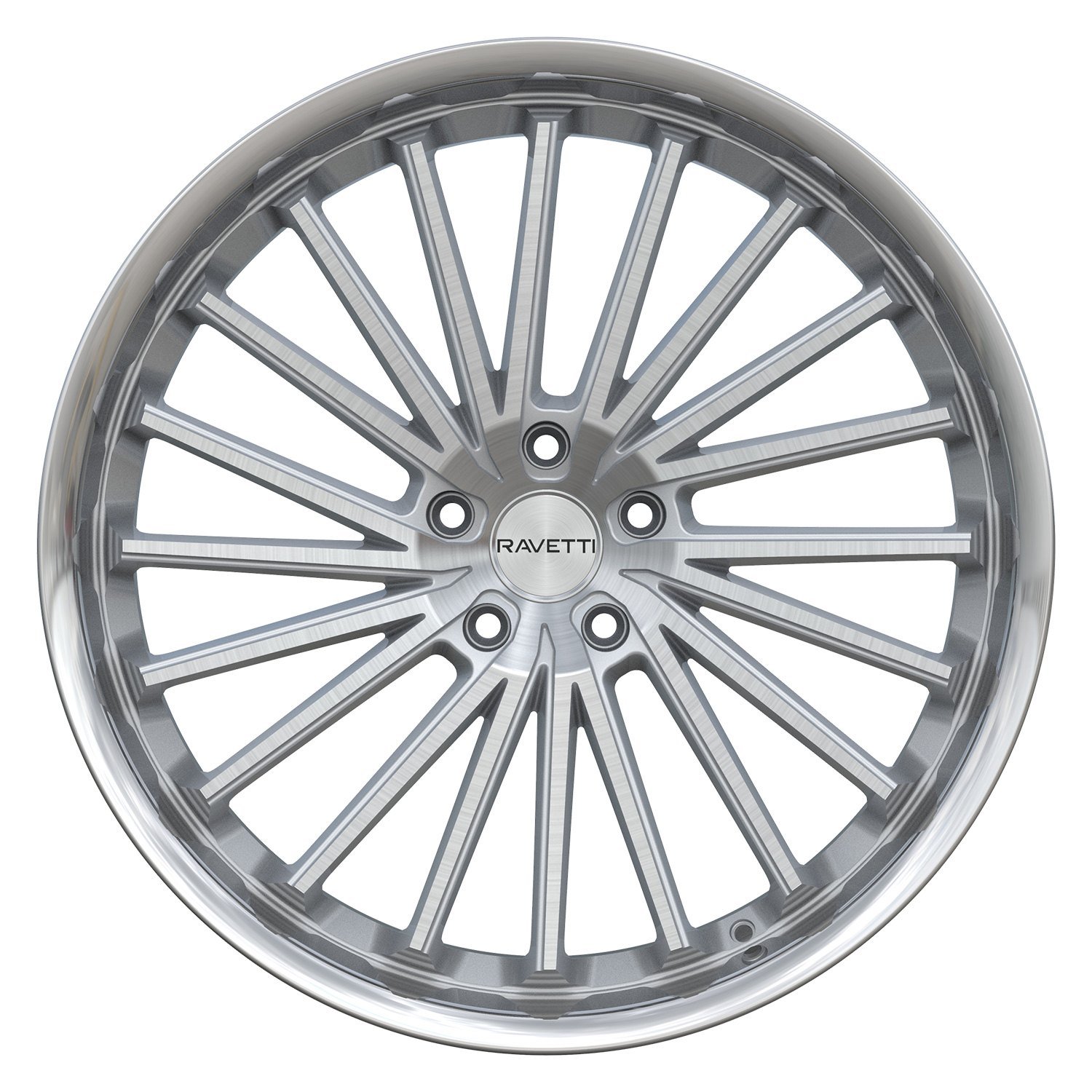 RAVETTI® M14 Wheels - Silver with Brushed SS Lip Rims