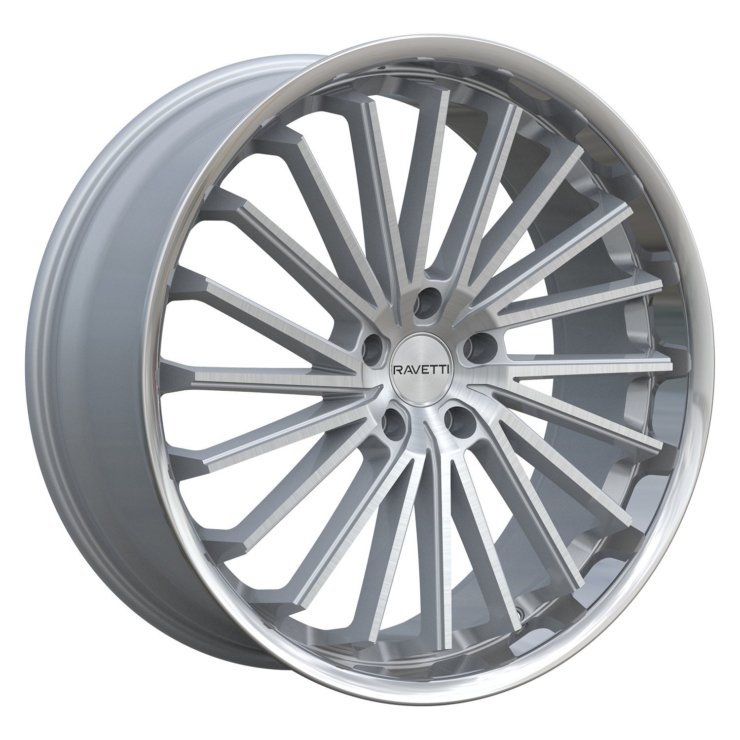 RAVETTI® M14 Wheels - Silver with Brushed SS Lip Rims