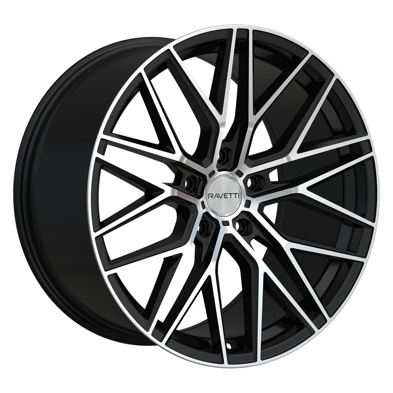 RAVETTI® M16 Wheels - Satin Black with Machined Face Rims