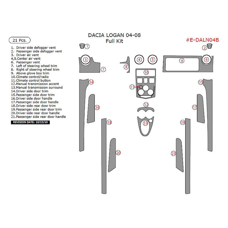 REMIN® E-DALN04B-RWBW - Real Walnut Burl Wood Full Dash Kit (21 Pcs)