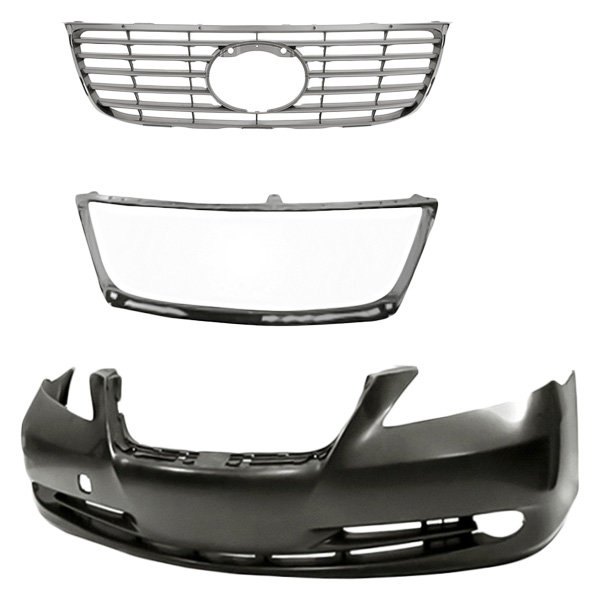 Replace® BNDL-227657 - 3-Piece (Front Bumper Cover, Grille, Grille ...