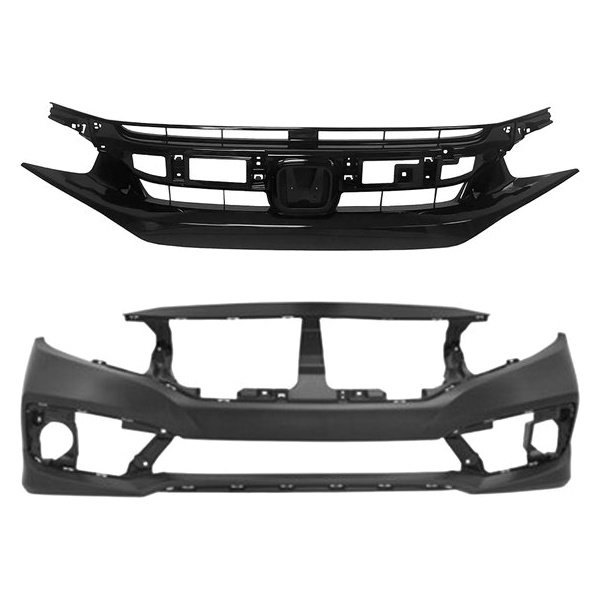 Replace® BNDL-233736 - 2-Piece (Front Bumper Cover, Grille) (Platinum Plus)