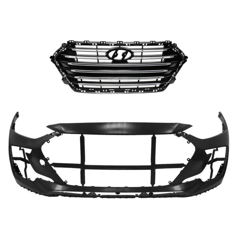 Replace® BNDL-233766 - 2-Piece (Front Bumper Cover, Grille) (Standard Line)