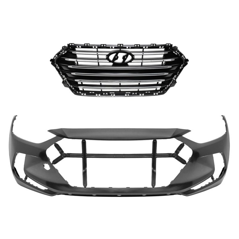 Replace® BNDL-233863 - 2-Piece (Front Bumper Cover, Grille) (Standard Line)