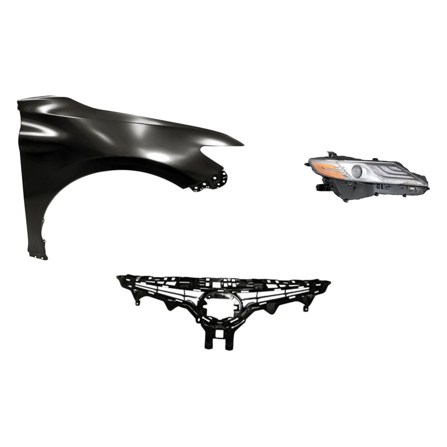 Replace® BNDL-264988 - 3-Piece Kit (Passenger Side Headlight, Grille ...