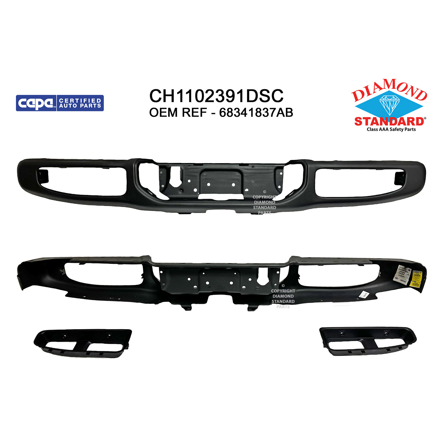 Replace® CH1102391DSC - Rear Step Bumper Face Bar (Diamond Standard Line)