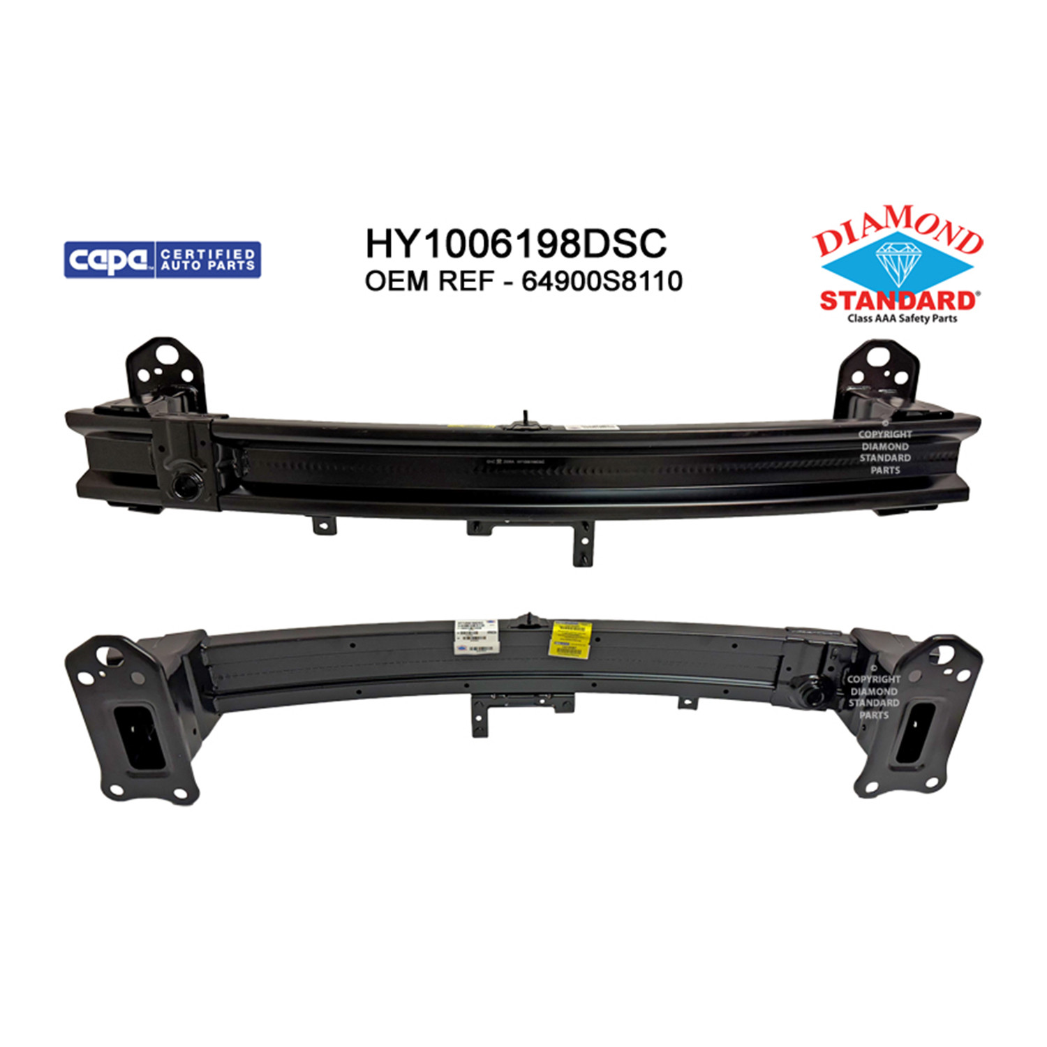 Replace® HY1006198DSC - Front Bumper Impact Bar (Diamond Standard Line)