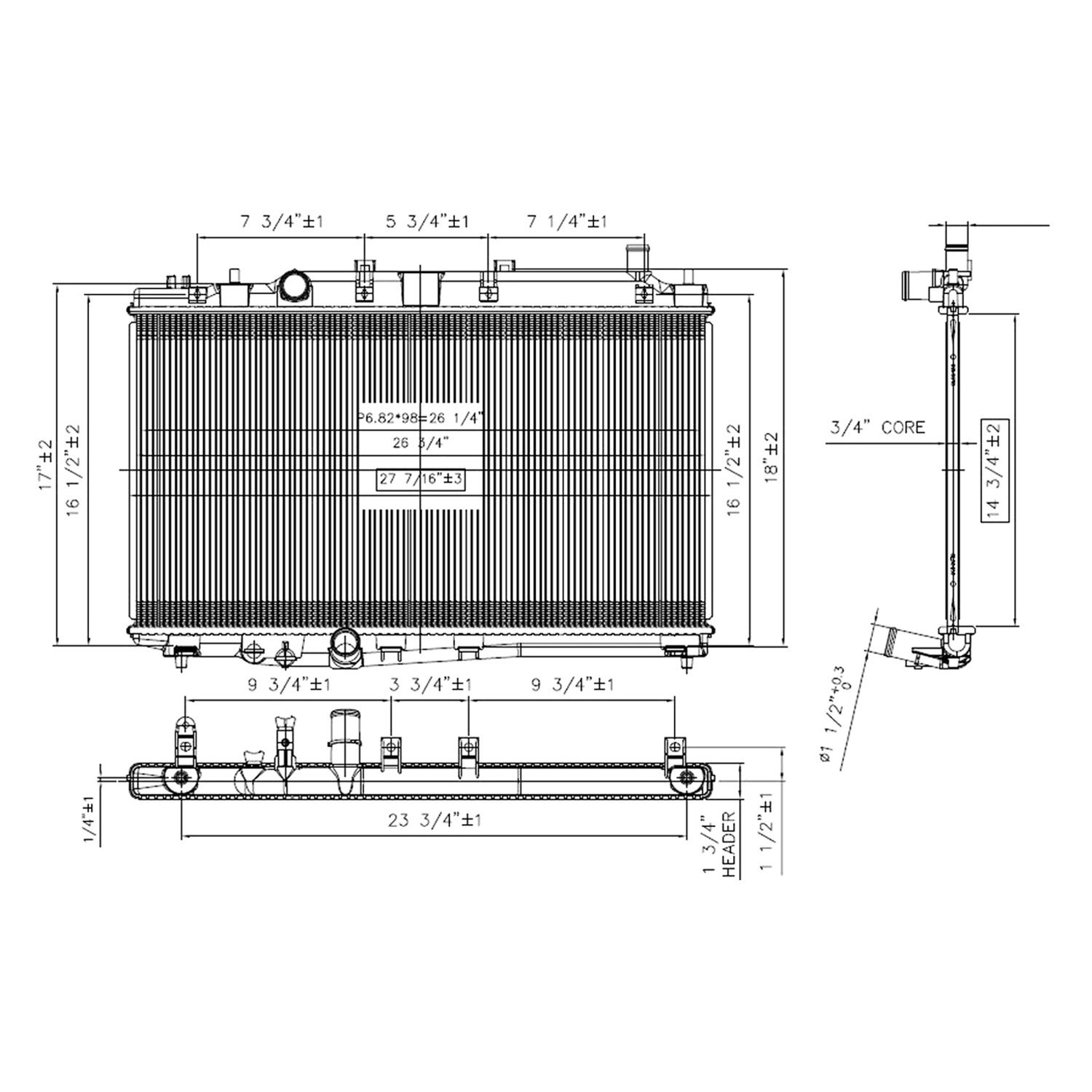 Replace® RAD13539 - Engine Coolant Radiator