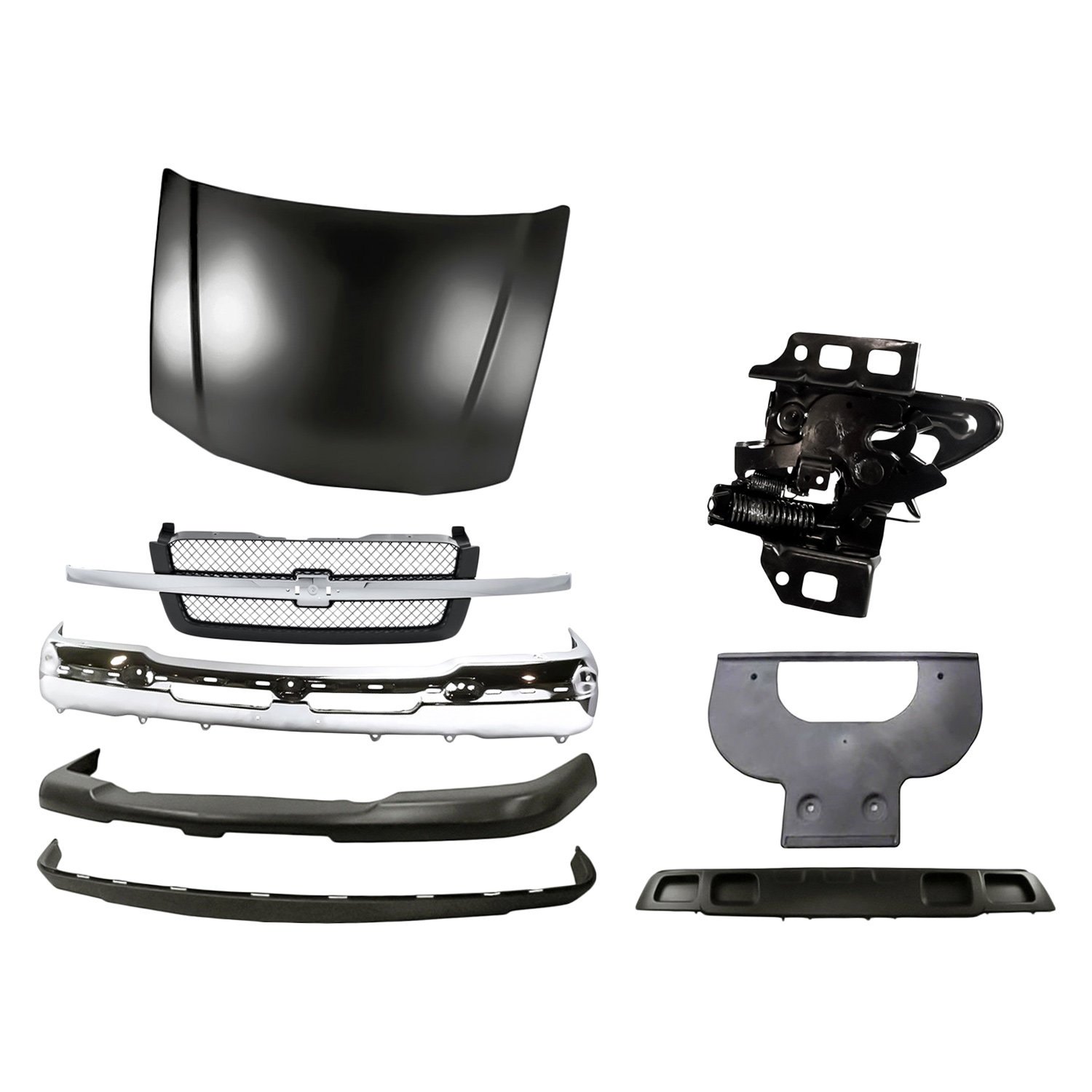 Replacement BNDL-221055 - 8-Piece (Front Upper Bumper Cover, Grille ...