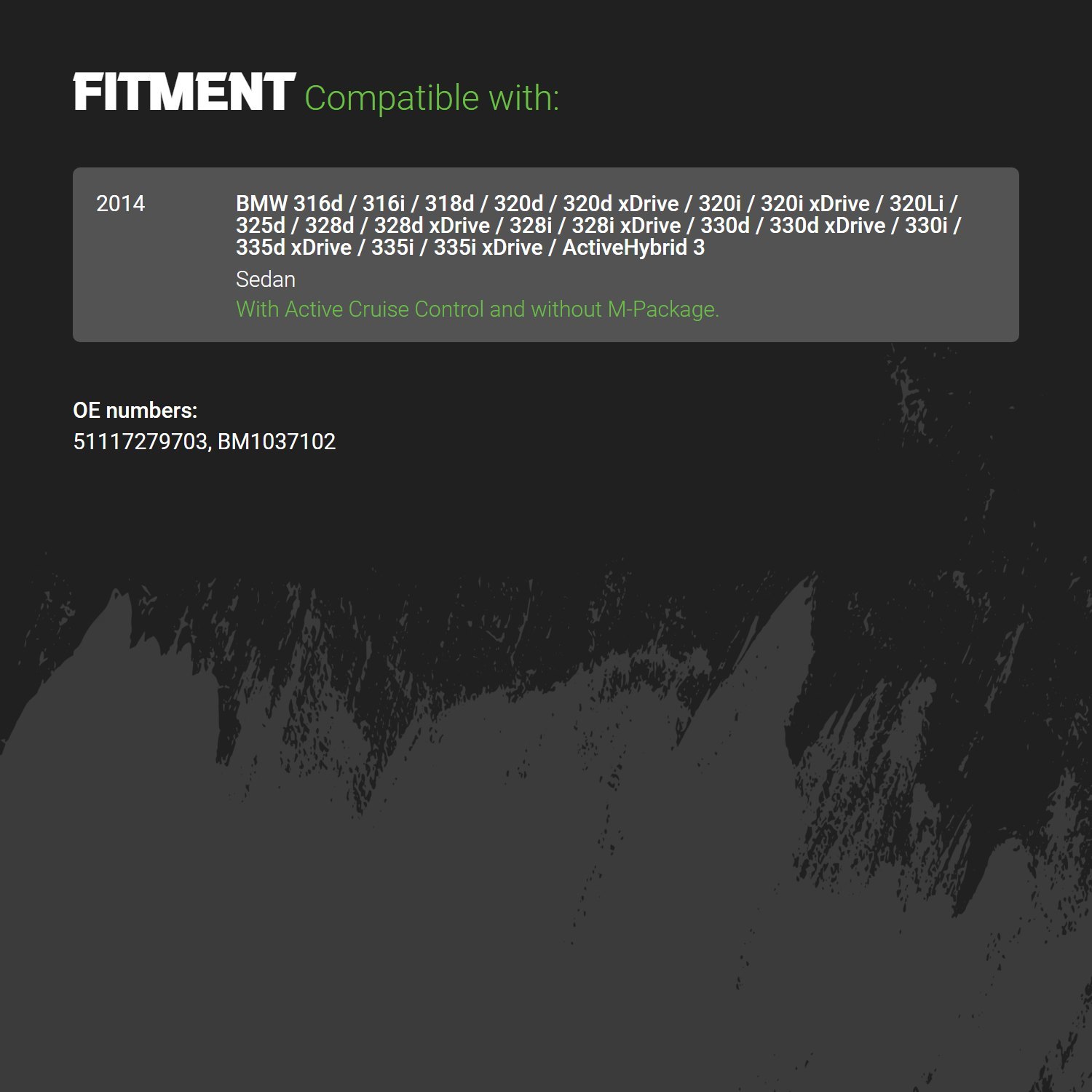 Replacement ID0030AA0737R00 - Front Lower Bumper Grille (Standard Line)