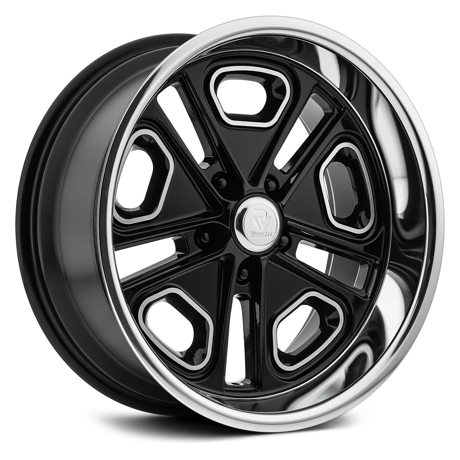 RESTO VINTAGE WHEEL CO® DEL RAY Wheels - Gloss Black with Milled ...