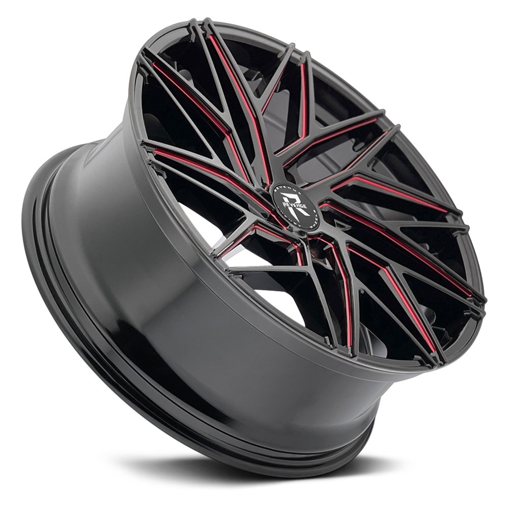 REVENGE LUXURY® RL-102 Wheels - Black with Red Milled Accents Rims