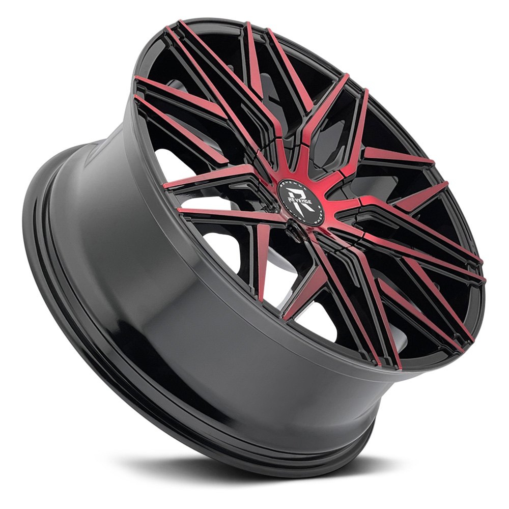 REVENGE LUXURY® RL-104 Wheels - Black with Red Face Rims