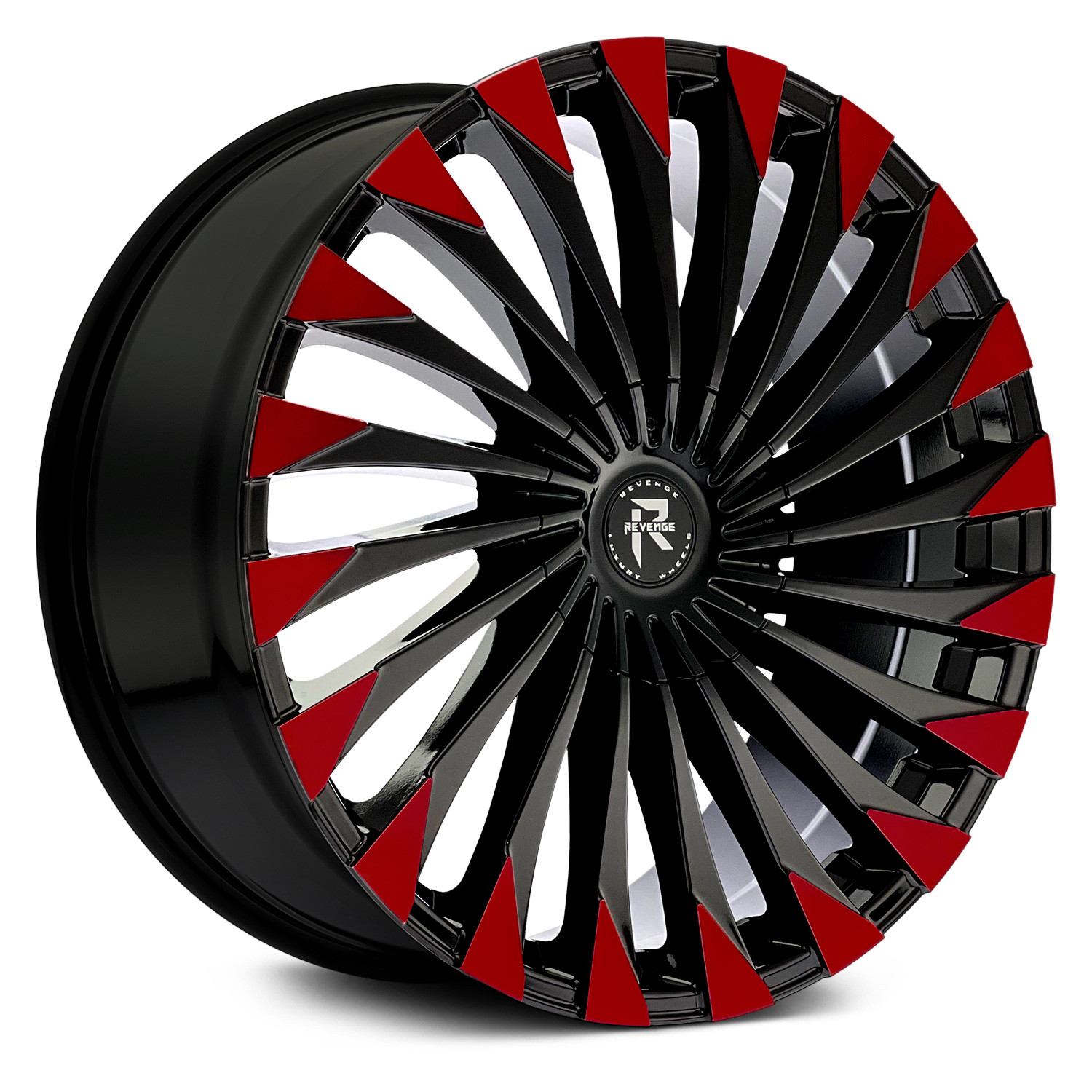 REVENGE LUXURY® RL-106 Wheels - Black with Red Face Rims
