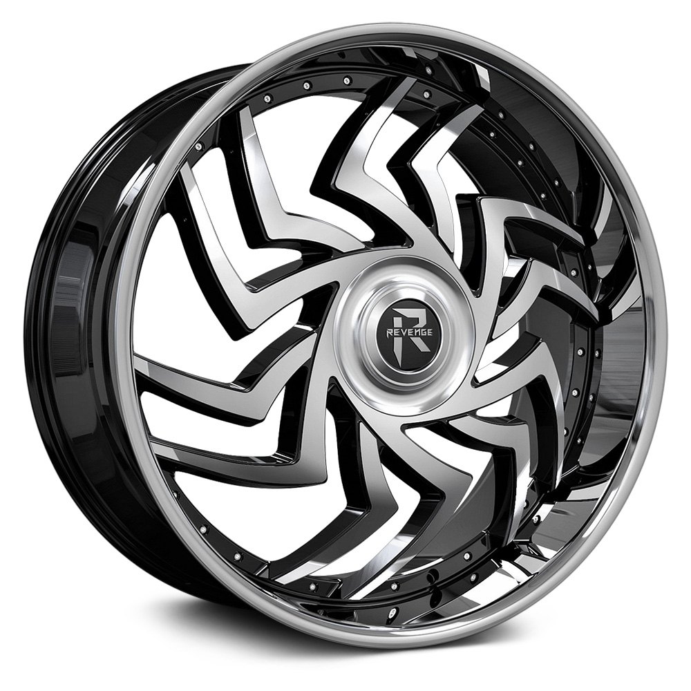 REVENGE LUXURY® RL-107 Wheels - Black with Machined Face and Chrome SS ...