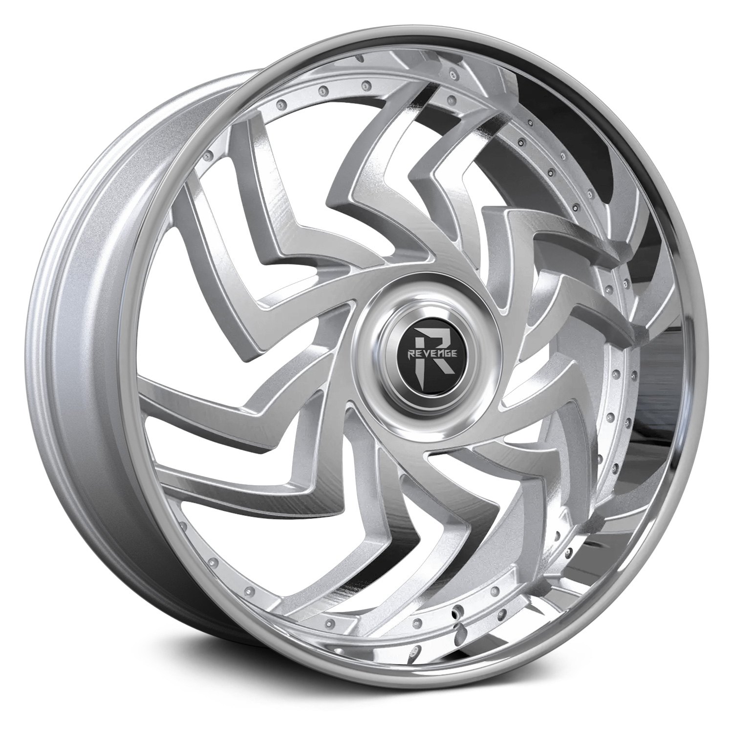 REVENGE LUXURY® RL-107 Wheels - Silver with Brushed Face and Chrome SS ...