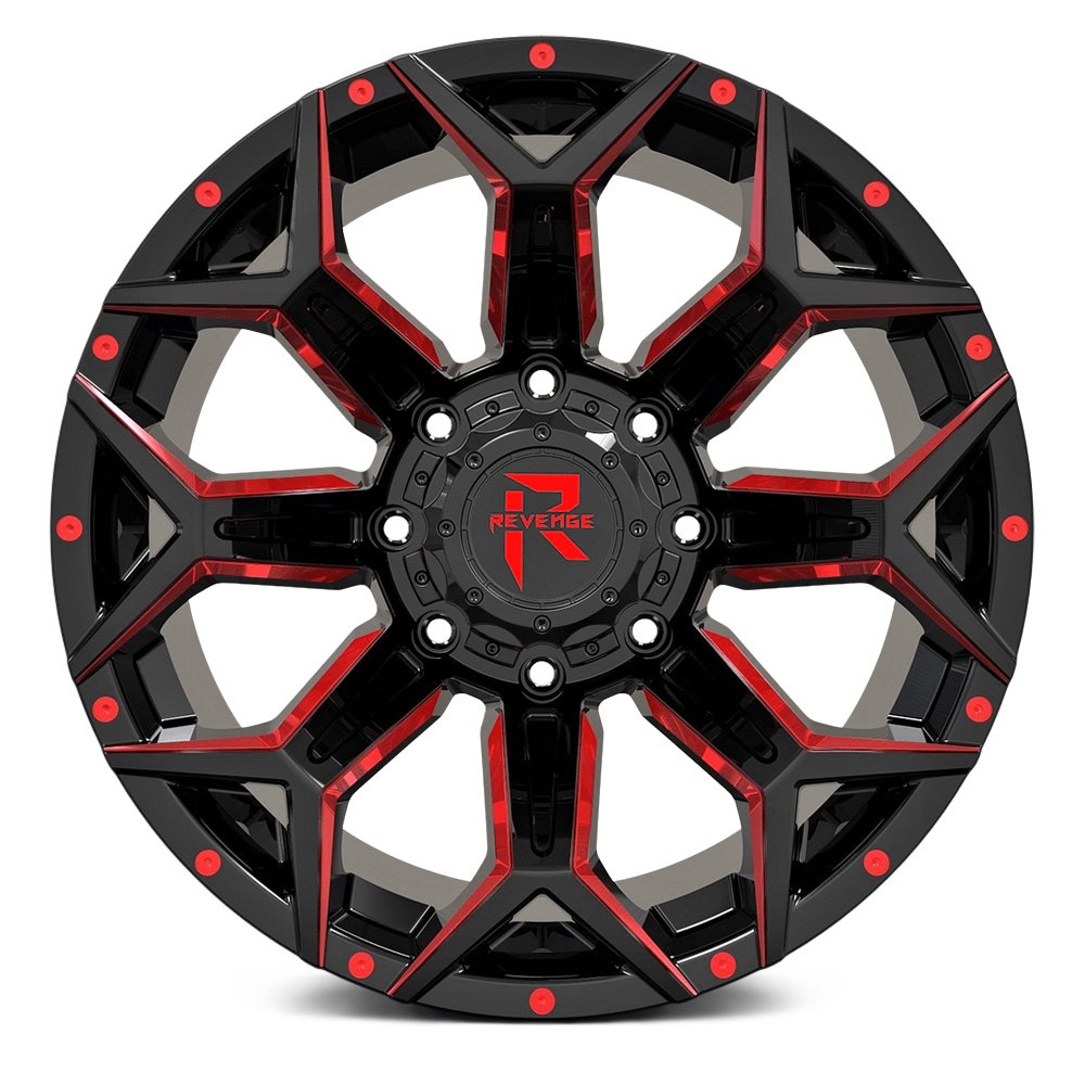 REVENGE OFFROAD® RV-202 Wheels - Black with Red Milled Accents Rims