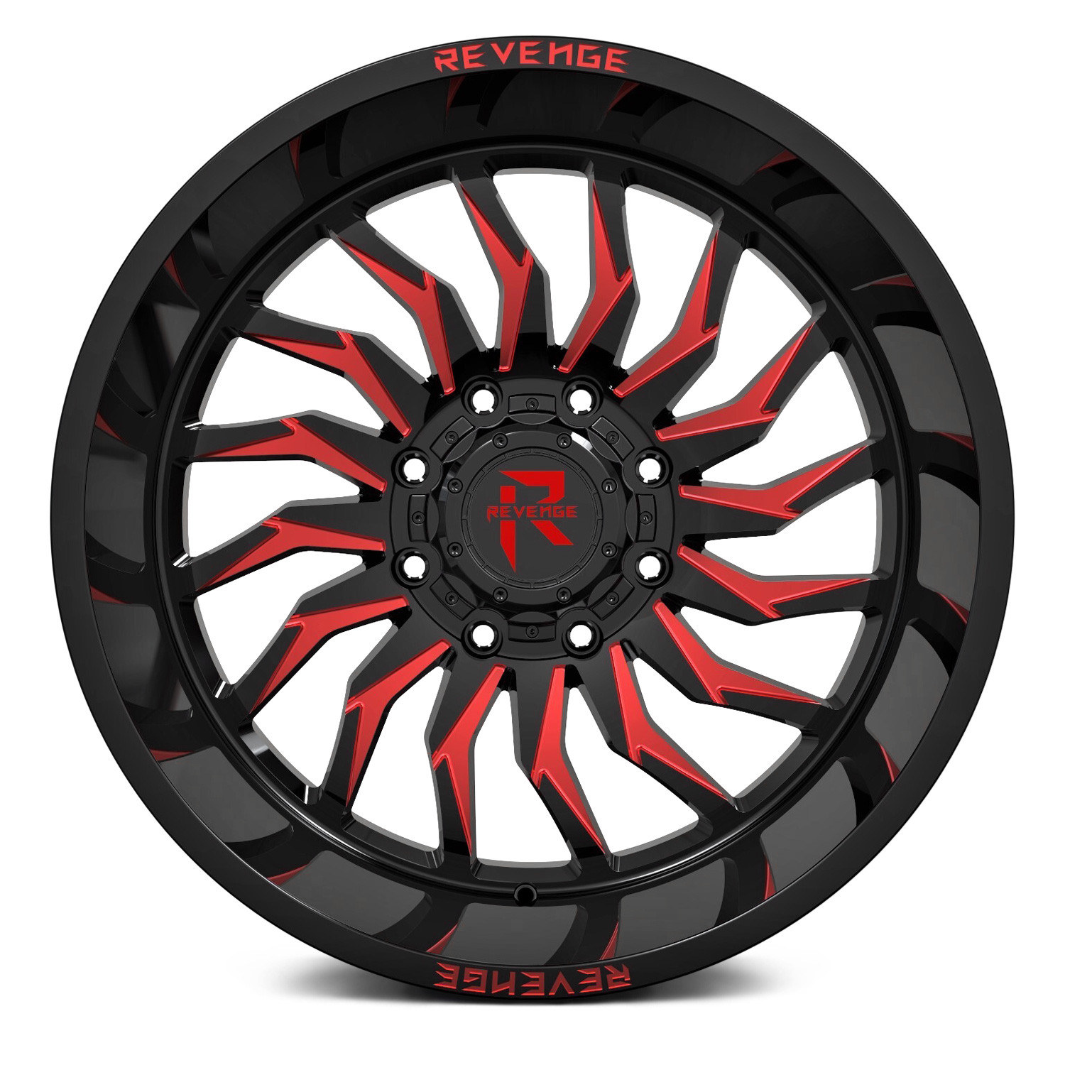 REVENGE OFFROAD® RV-204 Wheels - Black with Red Milled Accents Rims