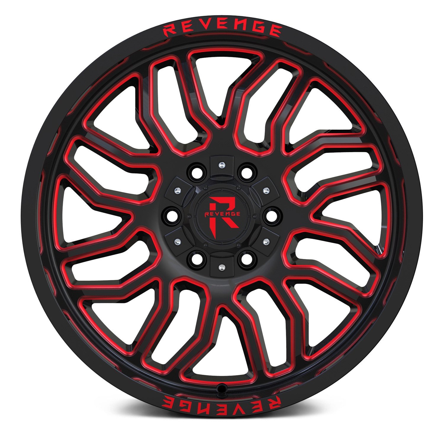 REVENGE OFFROAD® RV-205 Wheels - Black with Red Milled Accents Rims