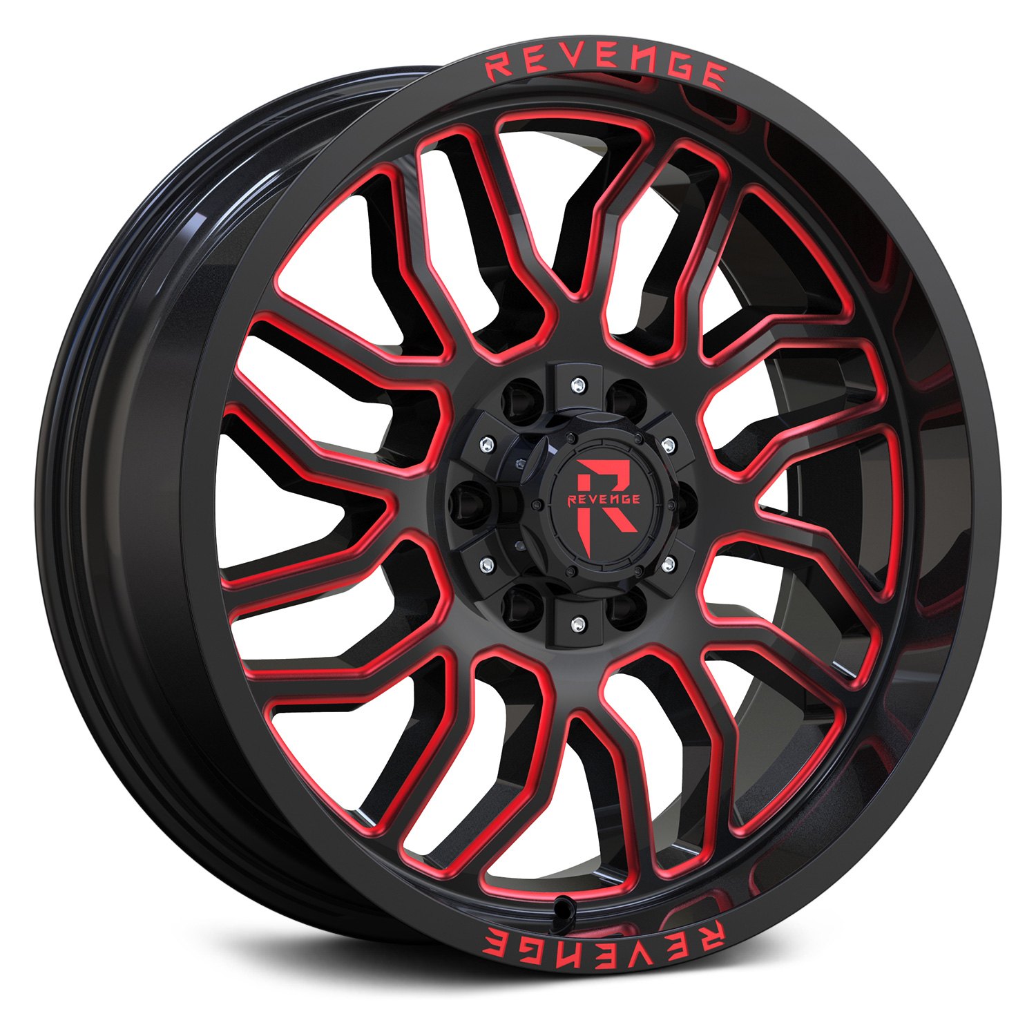 REVENGE OFFROAD® RV-205 Wheels - Black with Red Milled Accents Rims ...