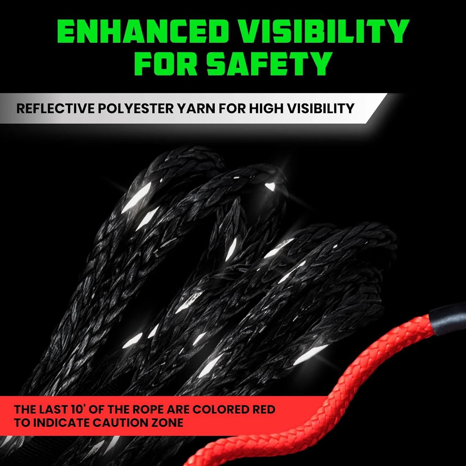 Rhino USA® RG-SRWIN1450-BLK - Synthetic Winch Rope