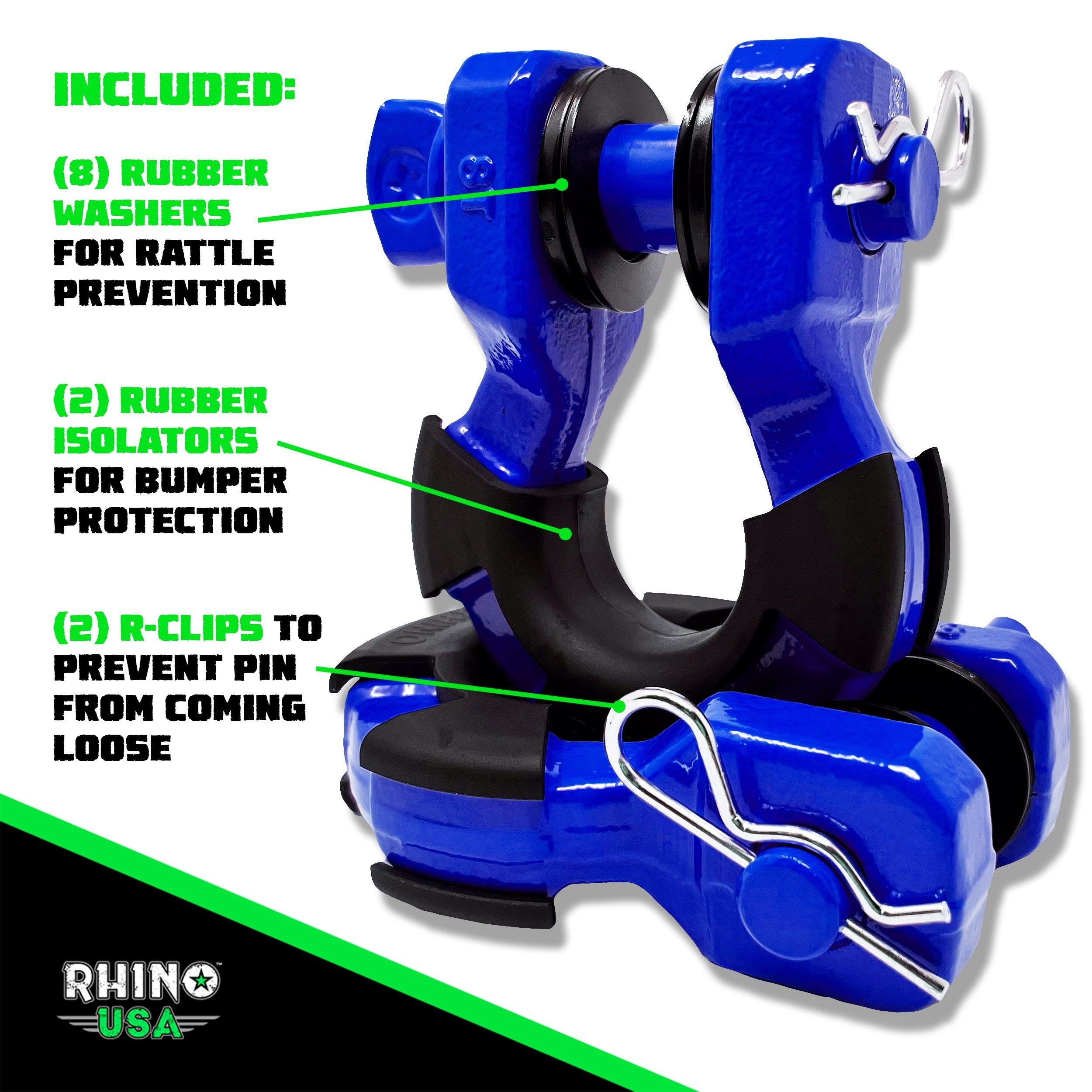 Rhino USA® - 8-Ton Super Shackles with Isolators